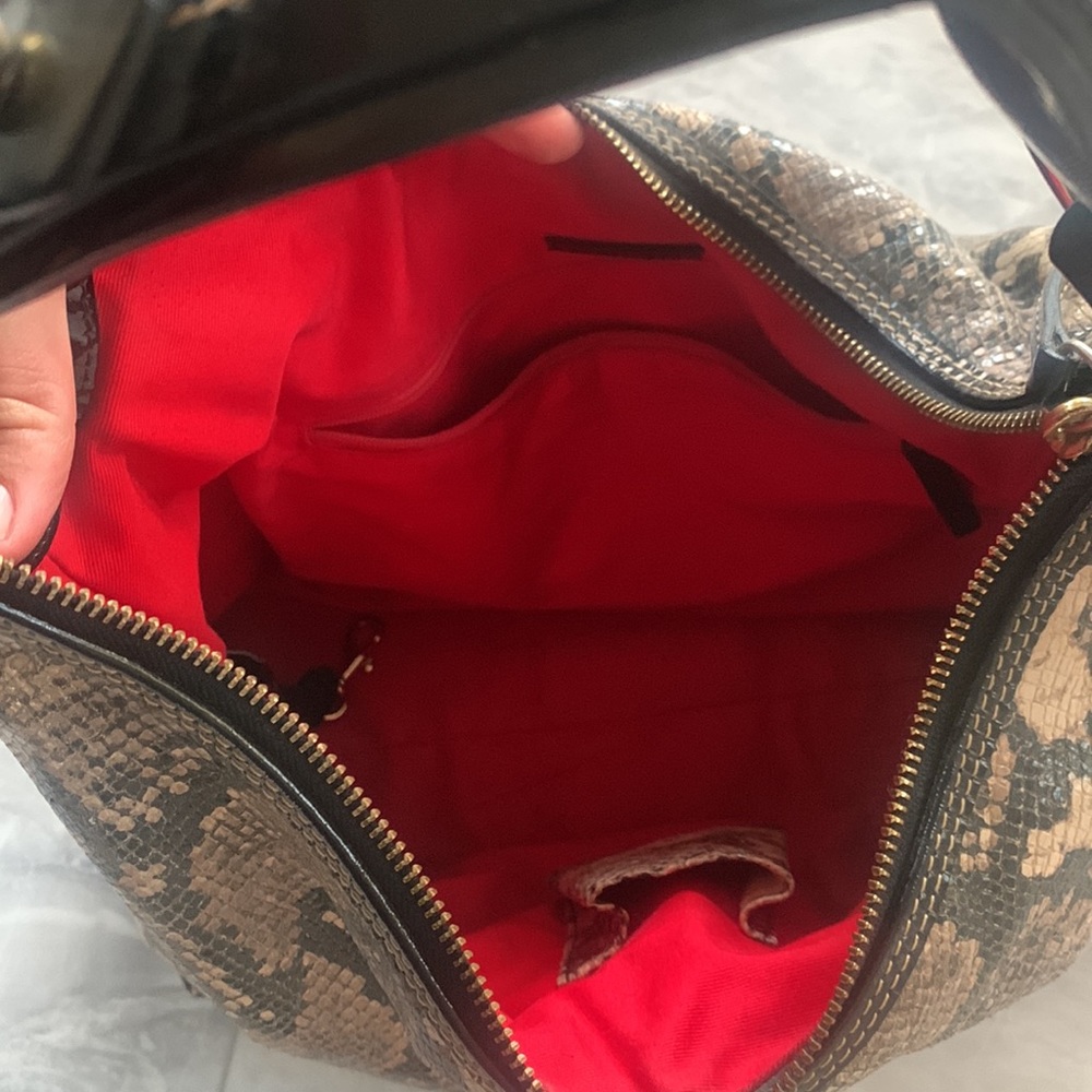 Dooney & Bourke Patent And Snake Pattern Handbag - Gem